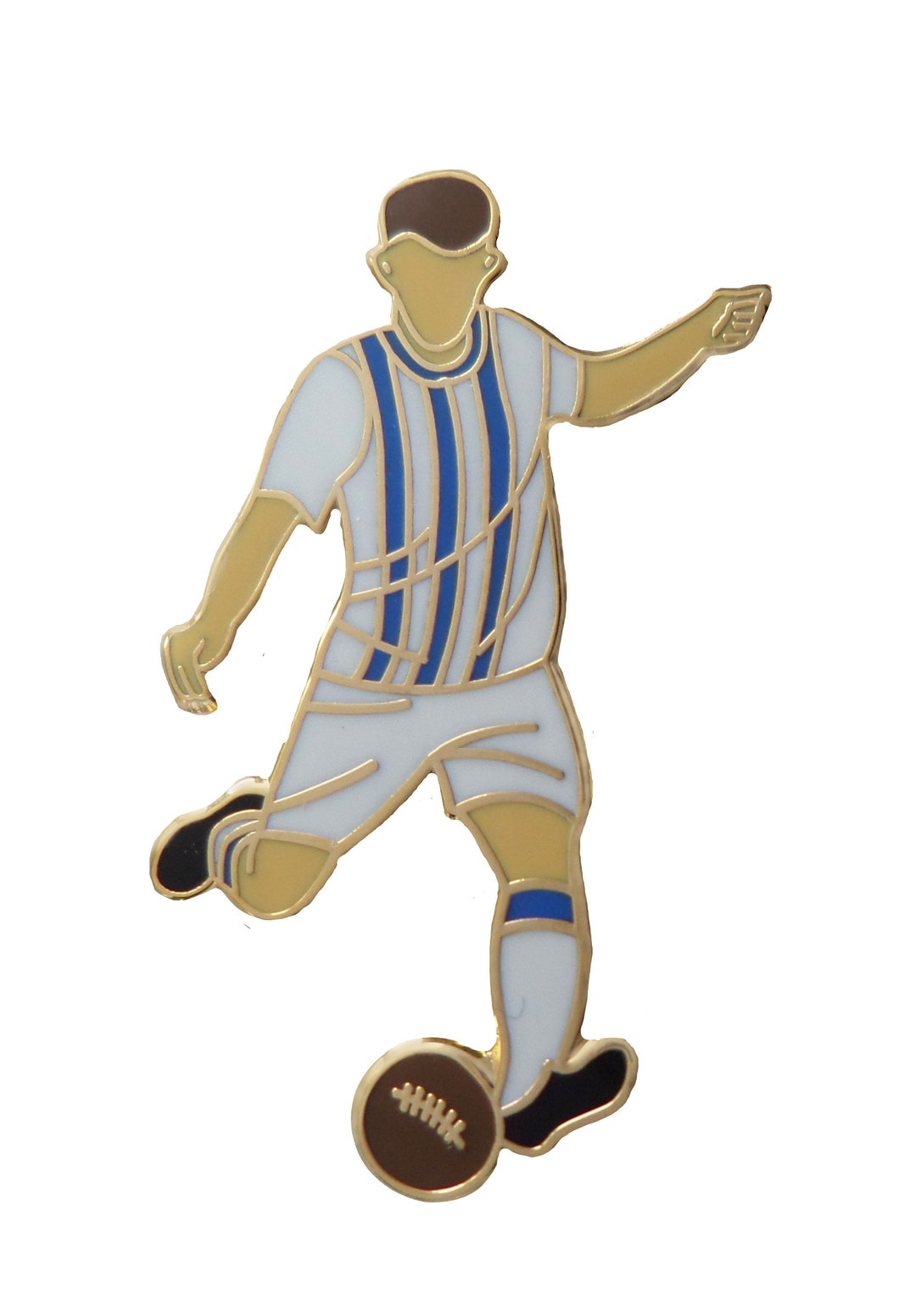 Football Soccer Player Pin Badge - Royal Blue & White Stripes - Etsy UK