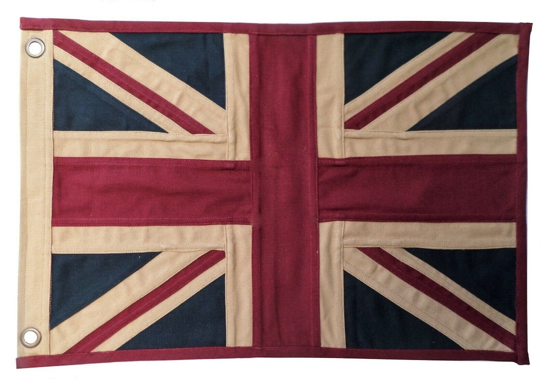 Union Jack UK Aged & Vintage Look Fully Sewn Cotton Flag - 49cm X 33cm ...