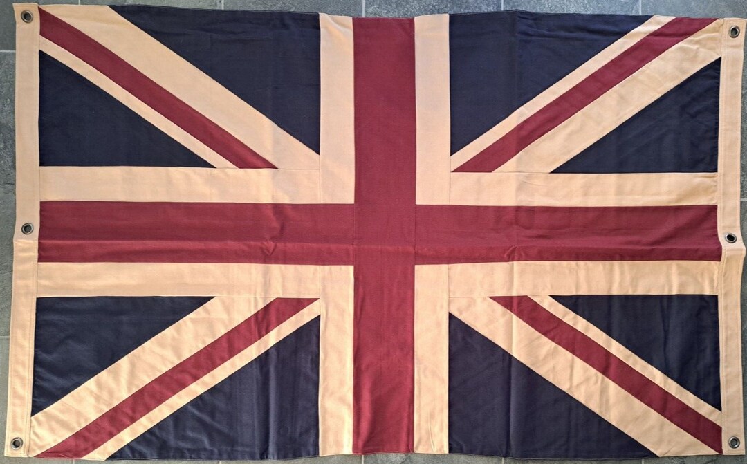United Kingdom Union Jack Aged & Vintage Look Fully Sewn Cotton Flag ...