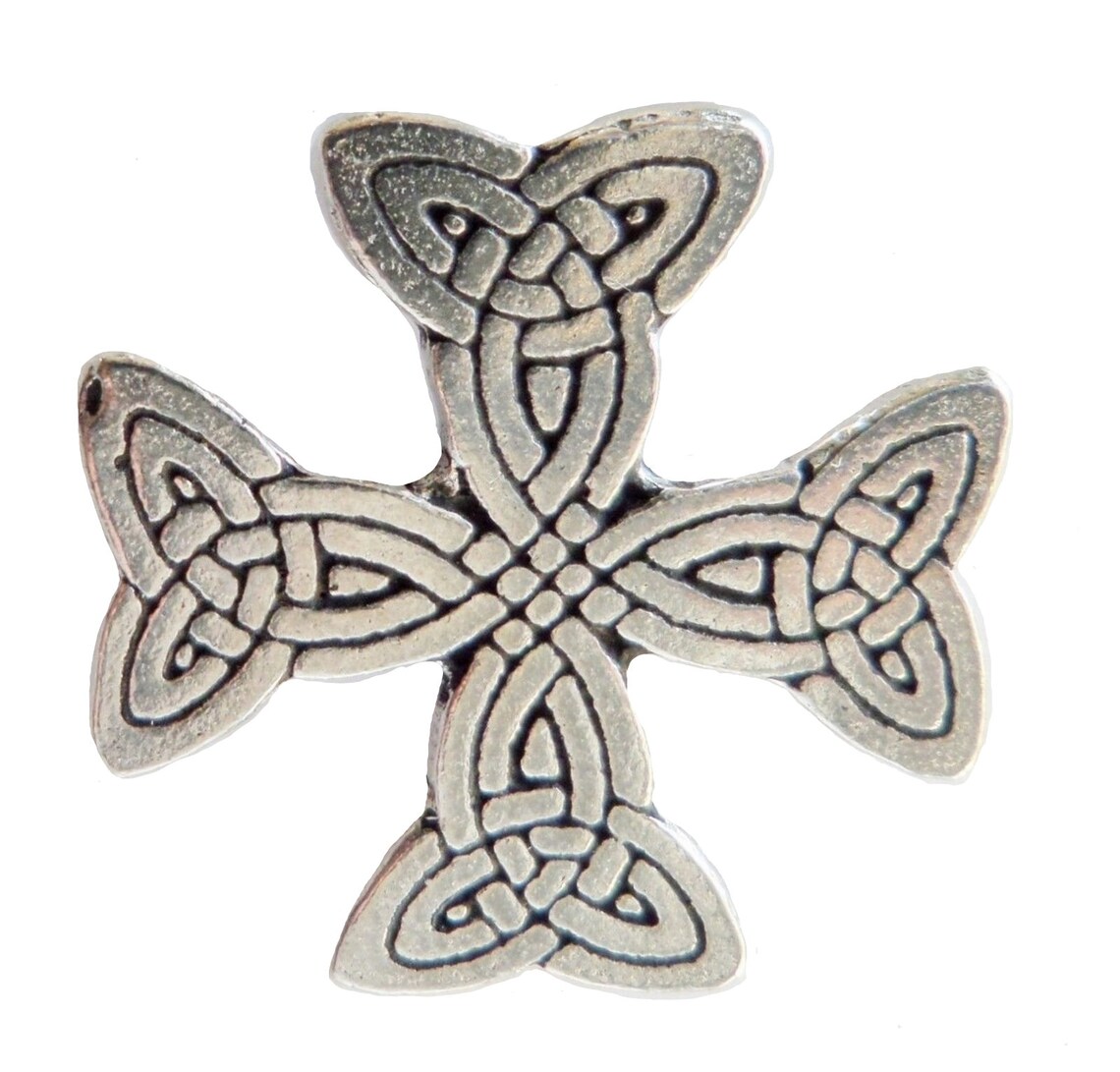 Celtic Endless Knot Cross Small Pewter Pin Badge Hand Made - Etsy