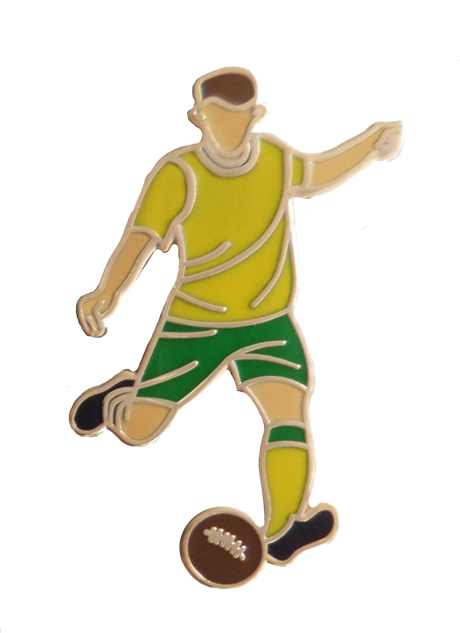 Football Soccer Player Pin Badge Yellow & Green - Etsy UK