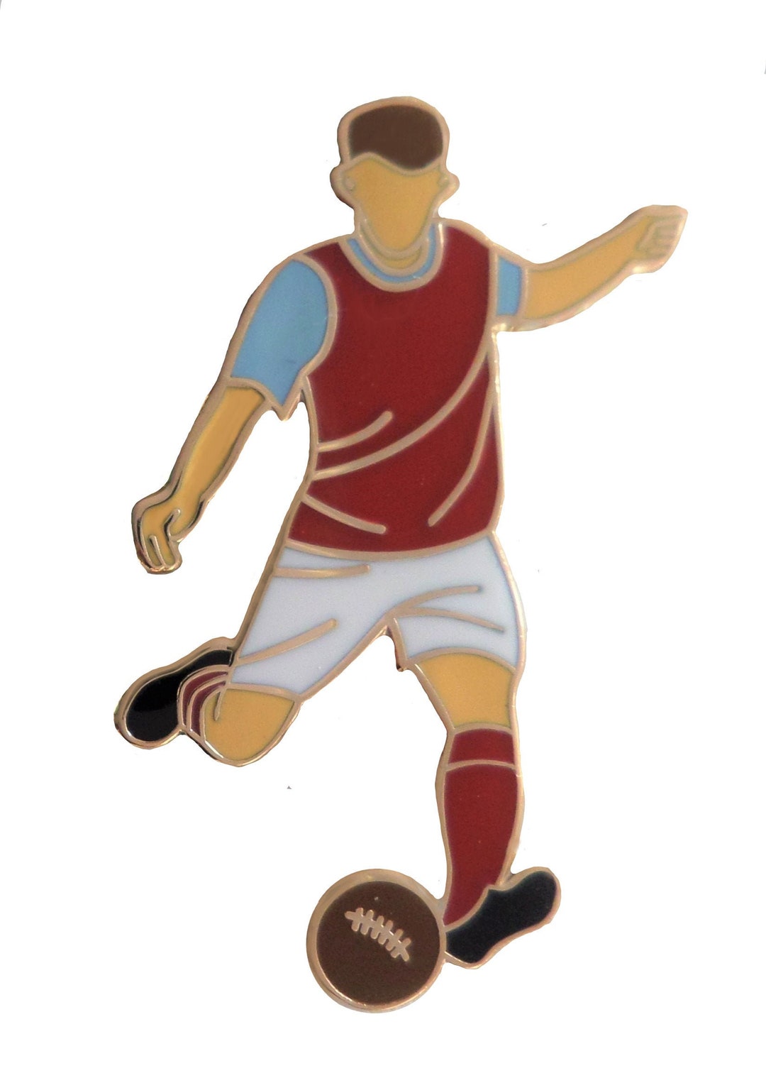 Football Soccer Player Pin Badge - Claret & Blue - Etsy