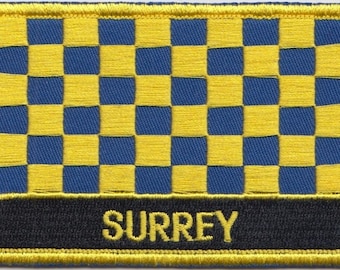 UK SURREY County Flag Embroidered Iron on Patch Sew on Badge Applique ...