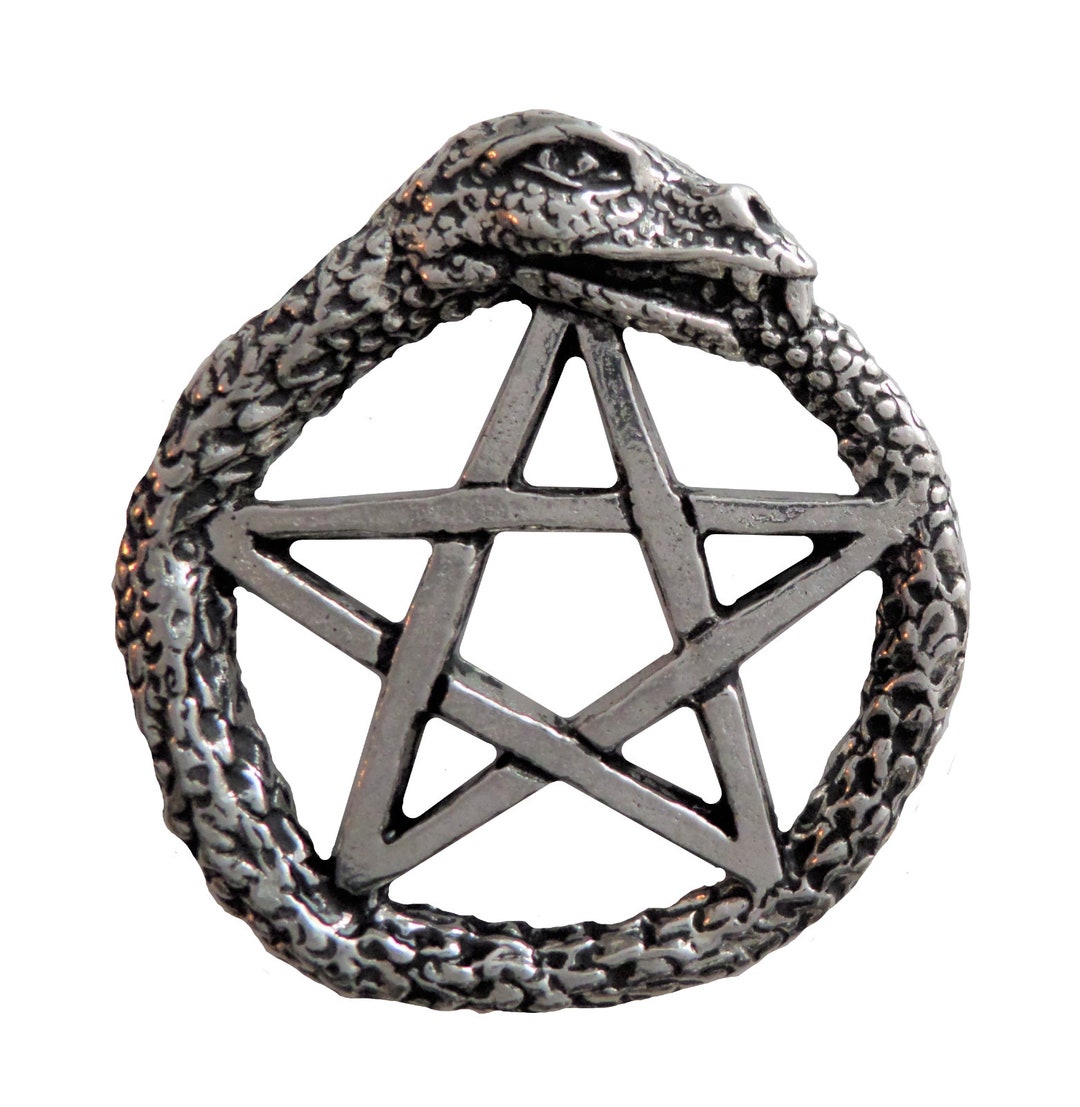 Pentagram and Snake Pewter Pin Badge - Hand Made in Cornwall - Etsy