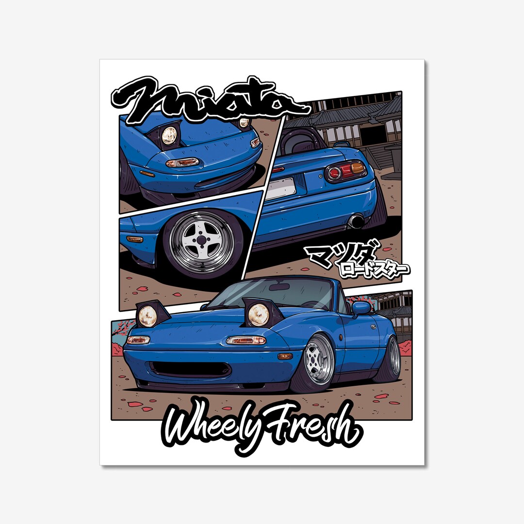 Blue Miata/mazda Mx5 Comic Style Poster / Enhanced Matte Art Paper ...