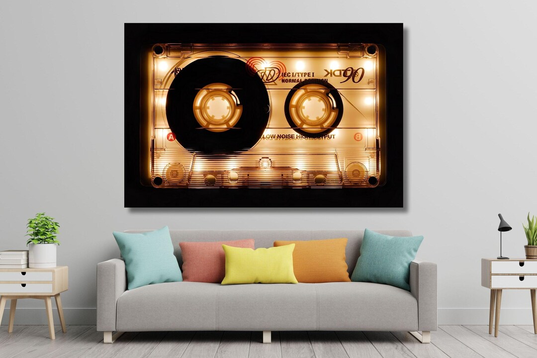 Shining Audio Cassette, Retro Music Wall Art, Audio Cassette Canvas ...