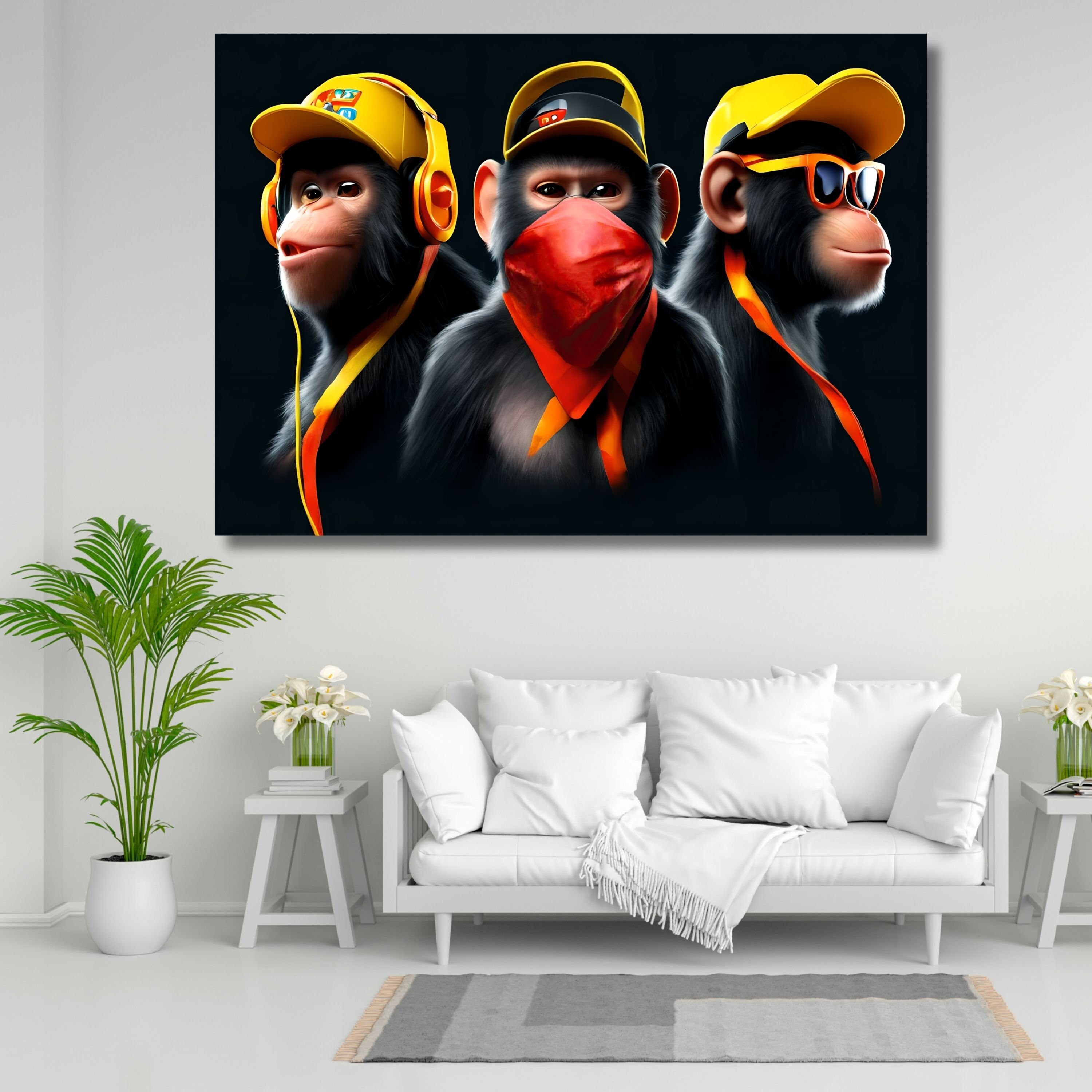 CANVAS WALL DESIGN Three Wise Monkeys Canvas Art,modern Wall Decor ...