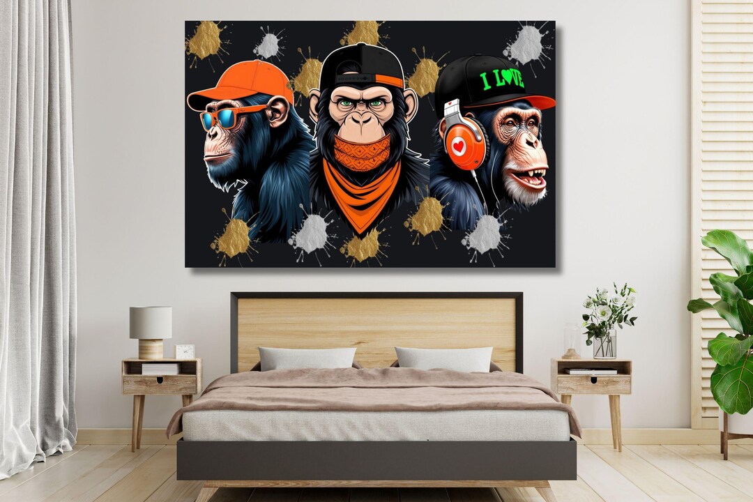 Three Wise Monkeys Artificial Intelligence Canvas Art,modern Wall Decor ...