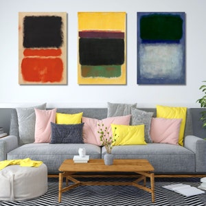 Set of Three Mark Rothko Boho Canvas Art, Abstract Minimalism Painting ...