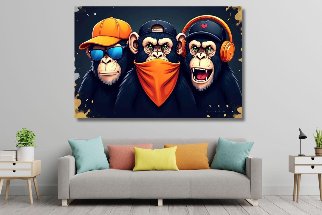 Three Wise Monkeys Artificial Intelligence Canvas Art,modern Wall Decor ...