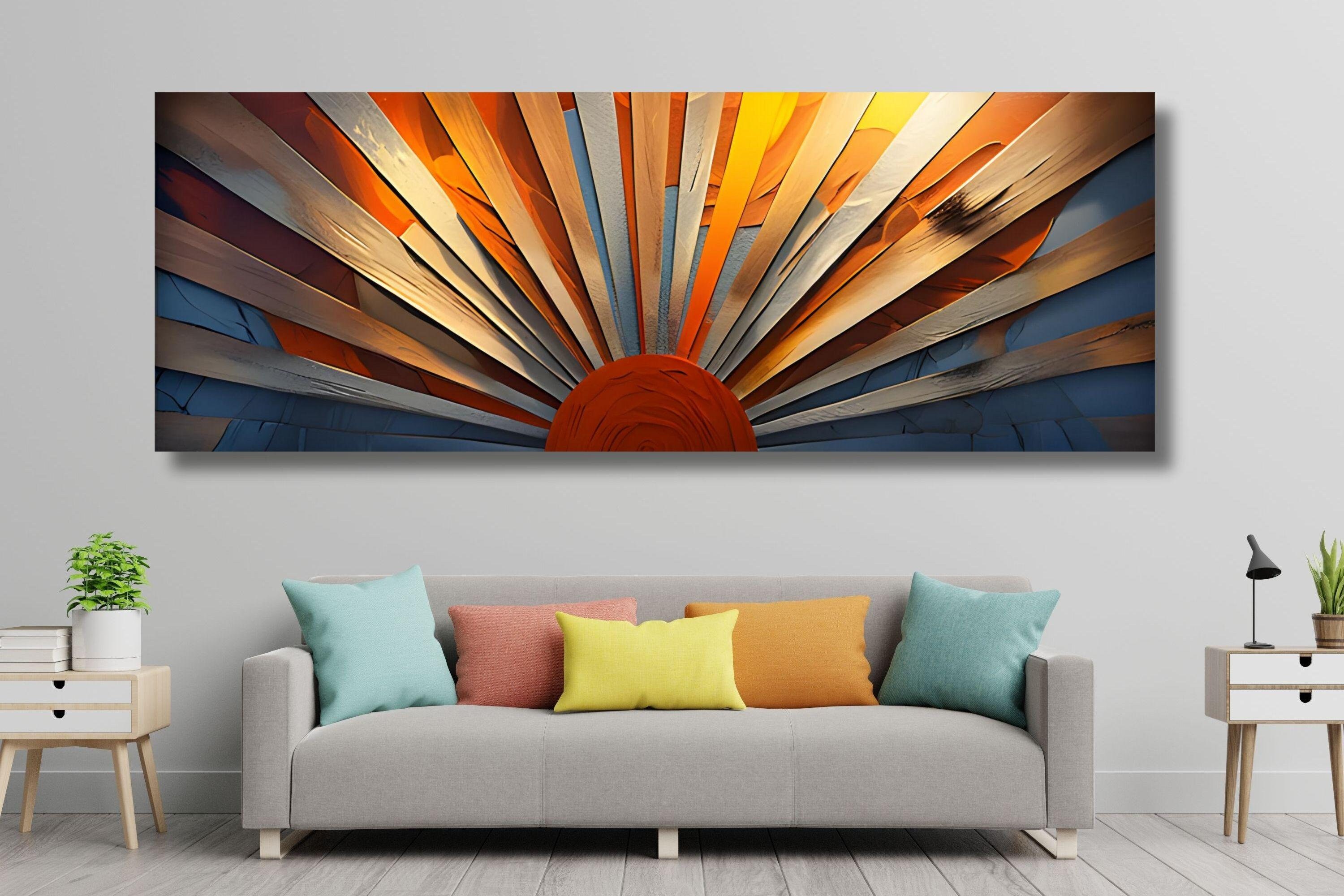 Panoramic Sunrise Wood Wall Art Above Bed Decor Canvas Wooden Long ...
