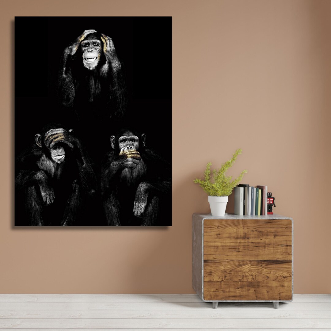 CANVAS WALL DESIGN Dark 3 Funny Monkey Canvas Wall Art,modern Wall ...