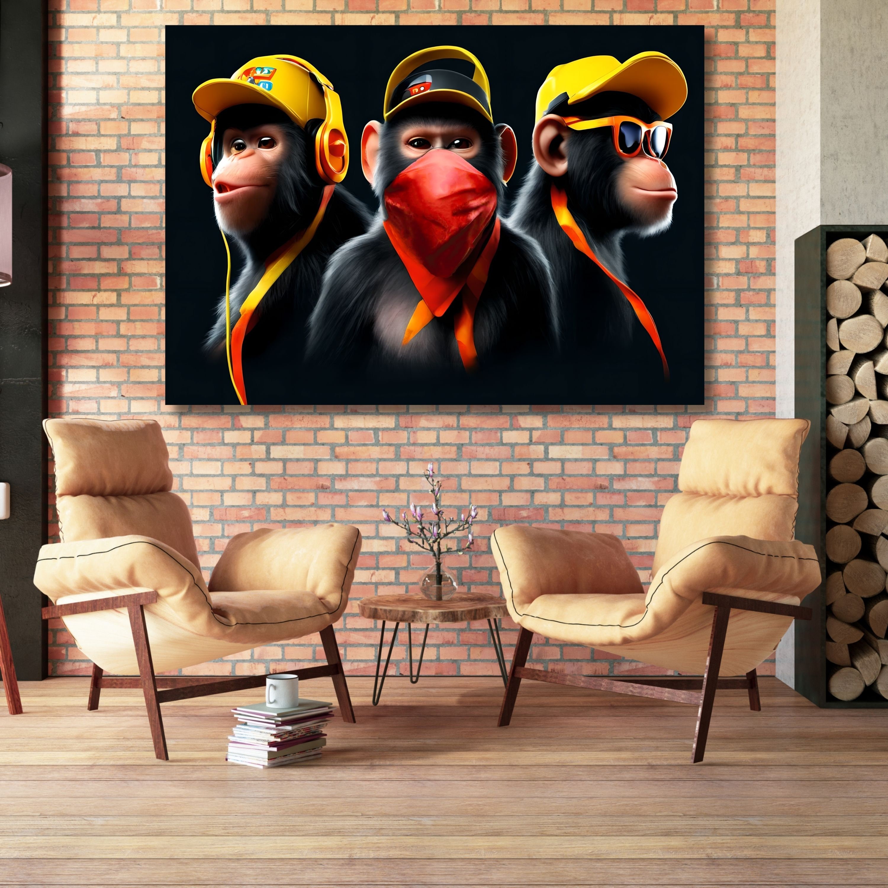 CANVAS WALL DESIGN Three Wise Monkeys Canvas Art,modern Wall Decor ...