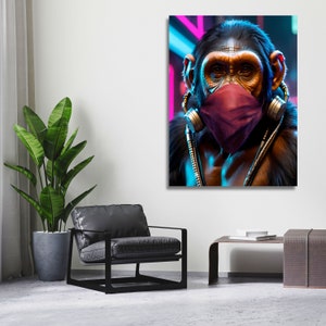 CANVAS WALL DESIGN Banksy Monkey Canvas Art Banksy Chimpanzee Banksy ...