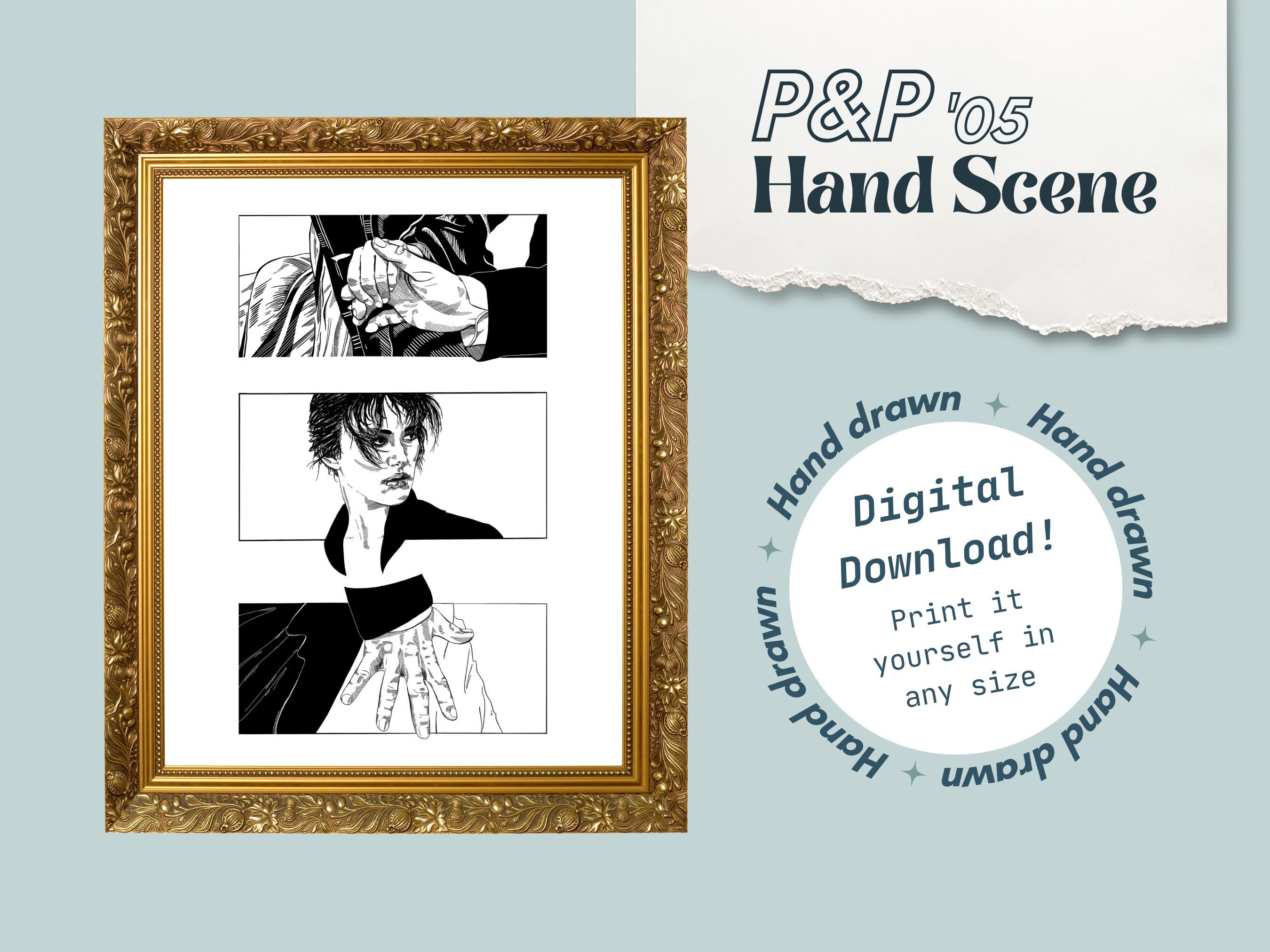 The Hand Scene Pride & Prejudice 2005 Hand-drawn - Etsy