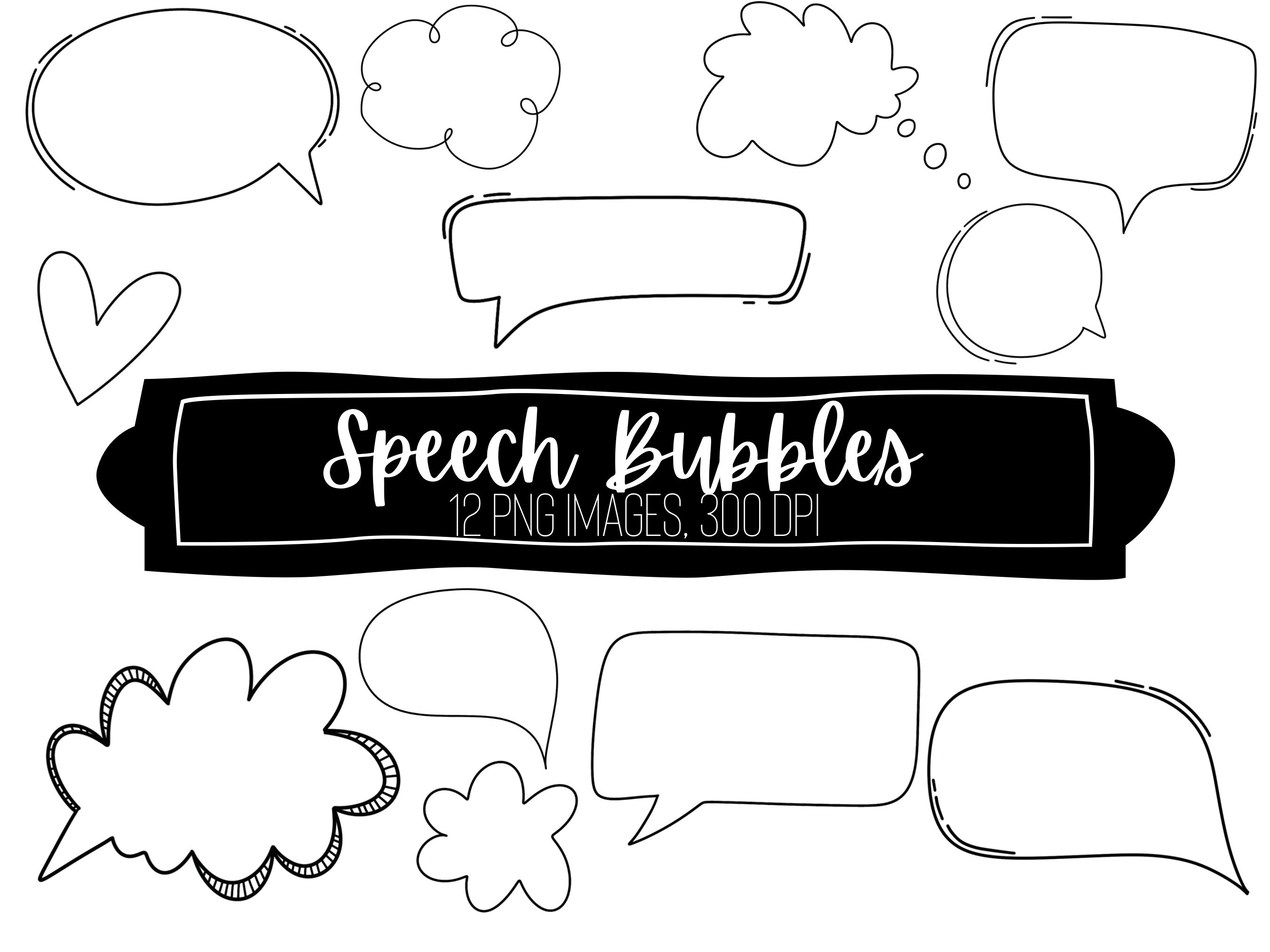 Speech Bubbles Clipart, Hand Drawn Doodle Clipart, Bubbles, Doodles - Etsy