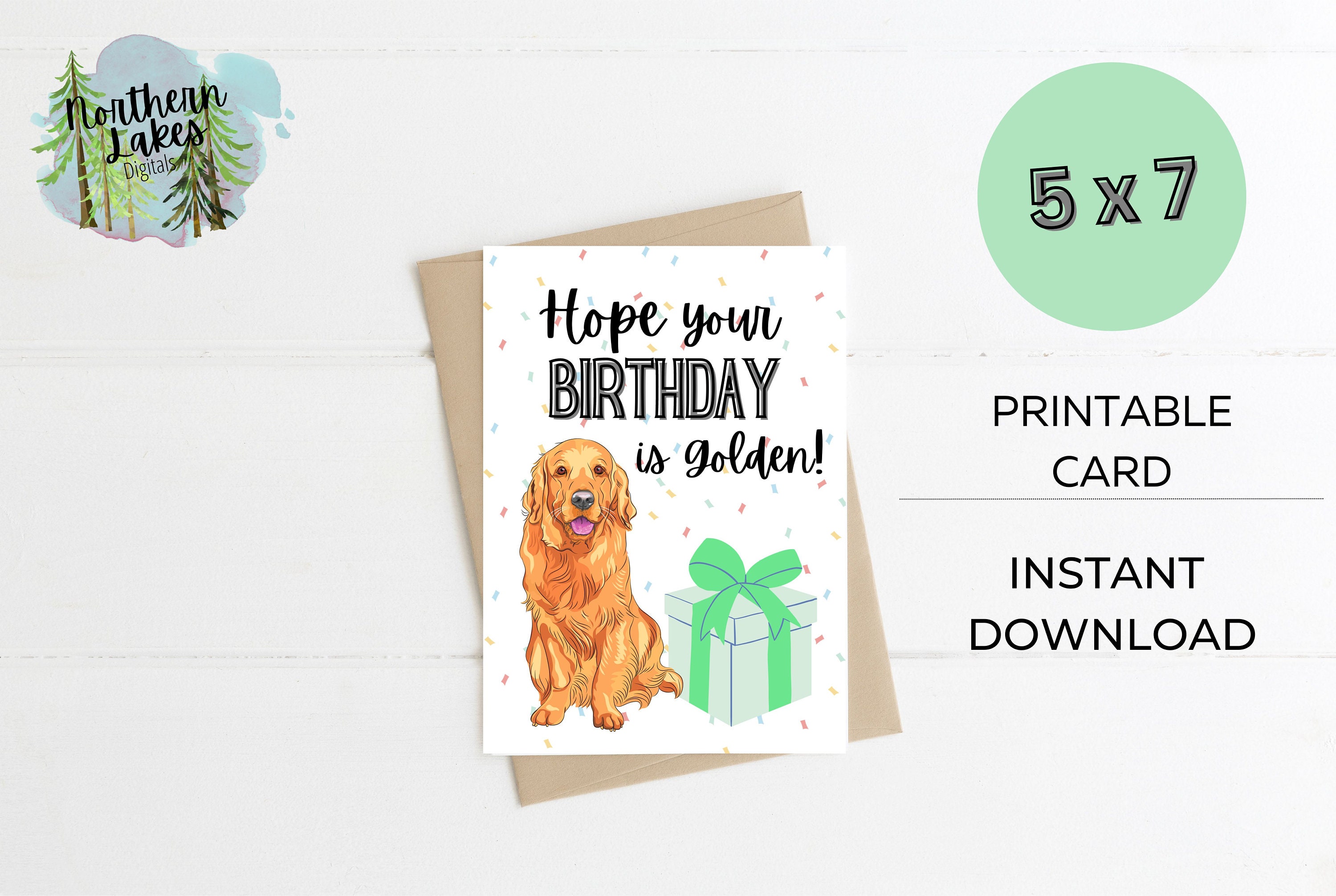 Golden Retriever Birthday Card, Printable Birthday Card, Dog Lovers - Etsy