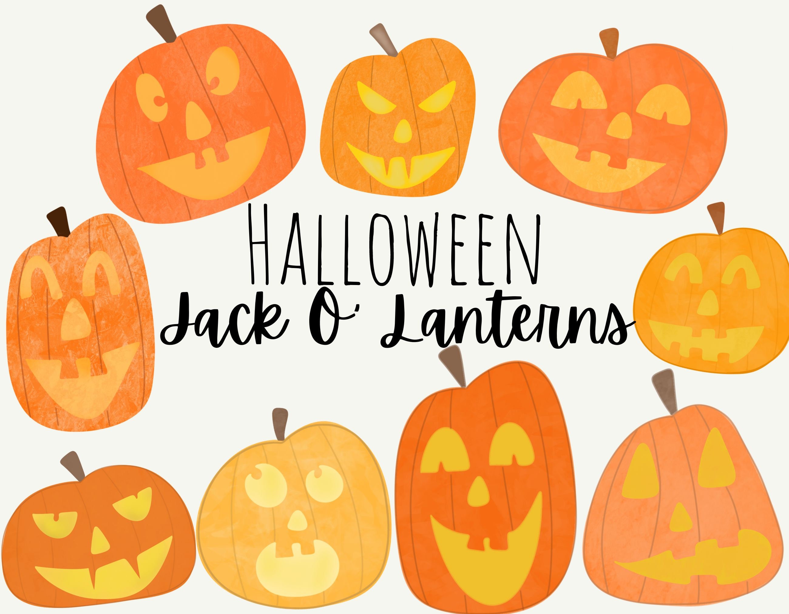Jack O' Lanterns Clipart, Halloween Clipart, Happy Pumpkins, Trick or ...