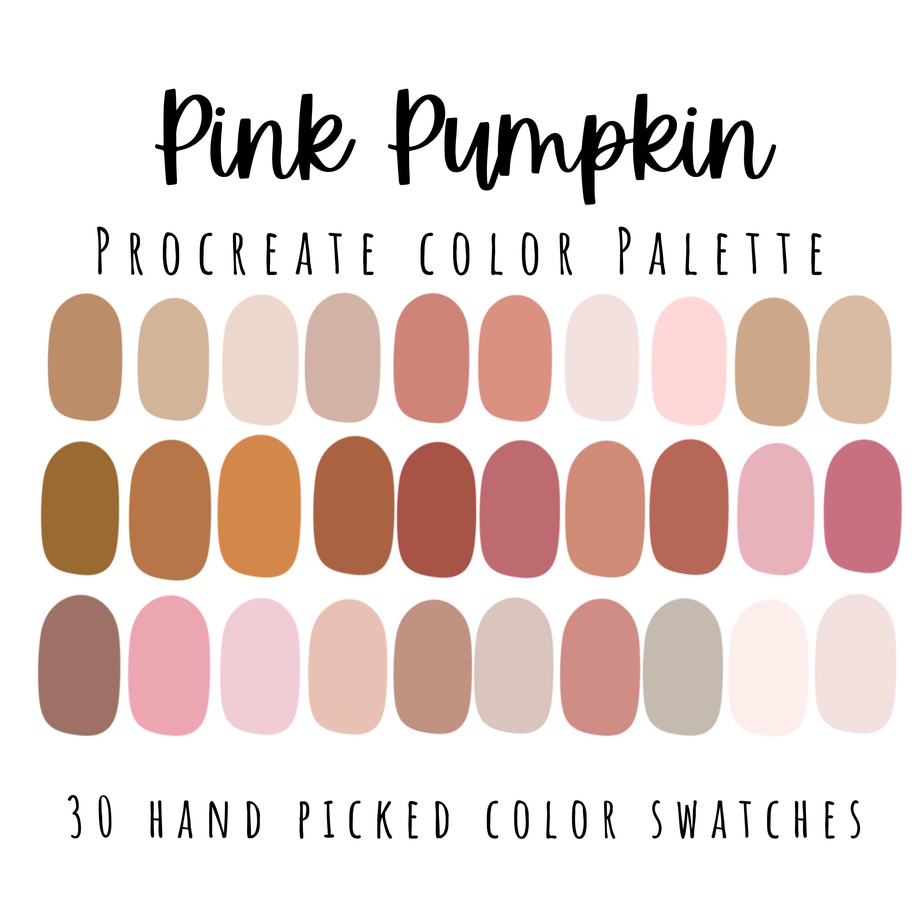 Pink Pumpkin Fall Procreate Palette | Girly Fall Pumpkin Color Palette ...