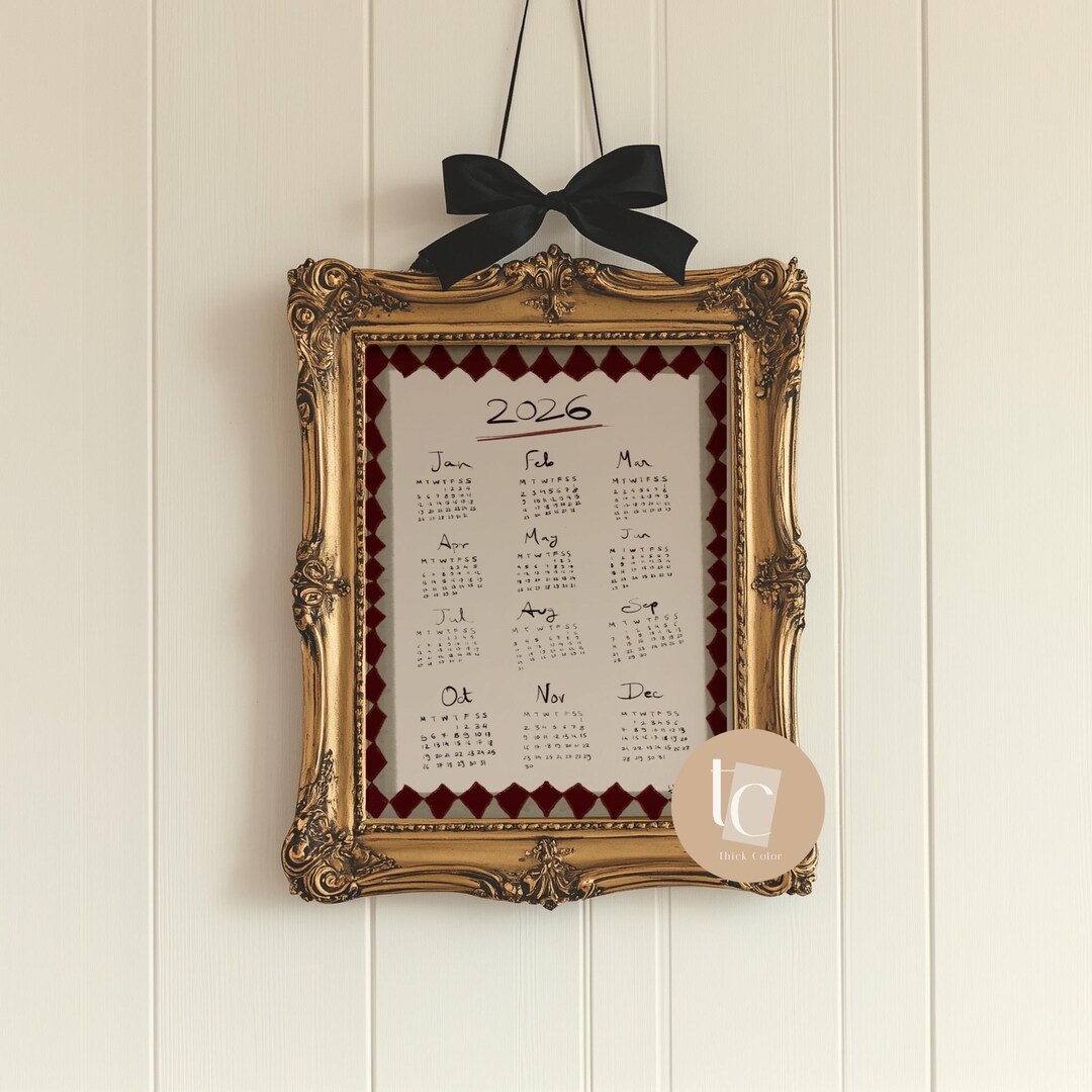 2026 Wall Calendar: Handwritten Yearly Calendar Unique Print - Etsy