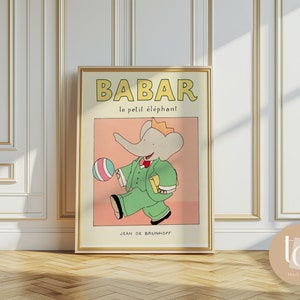Babar the Elephant Set of 8 Le Voyag De Babar Nursery Wall Art Retro ...