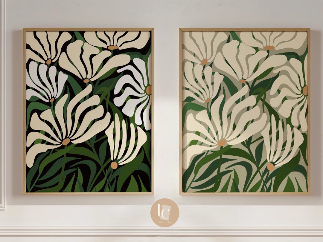 Botanical Abstract Poster Set of Two Botanical Print Boho Living ...