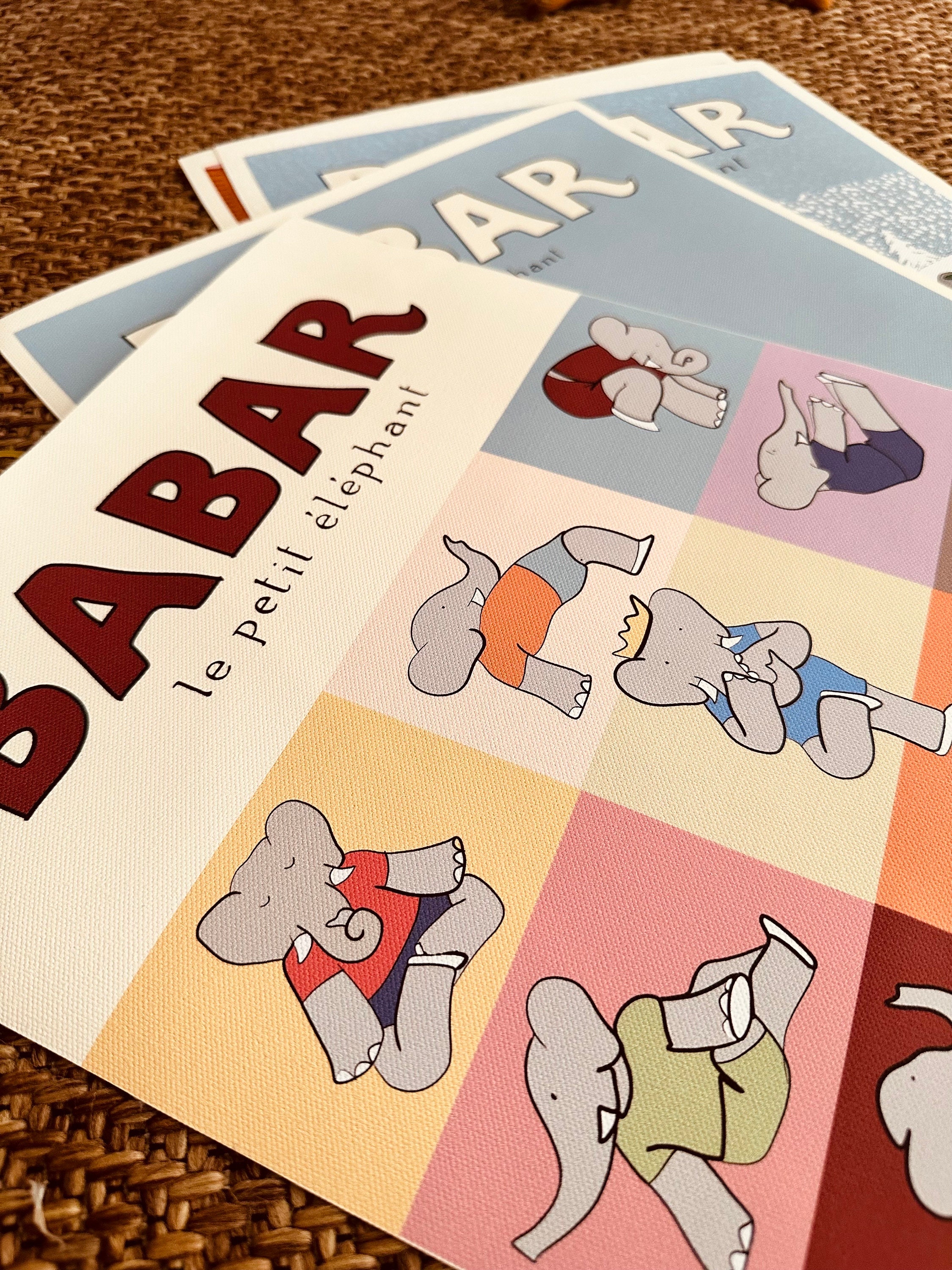 Babar the Elephant Fait Du Yoga Nursery Wall Art Retro Kids Decor Quote ...
