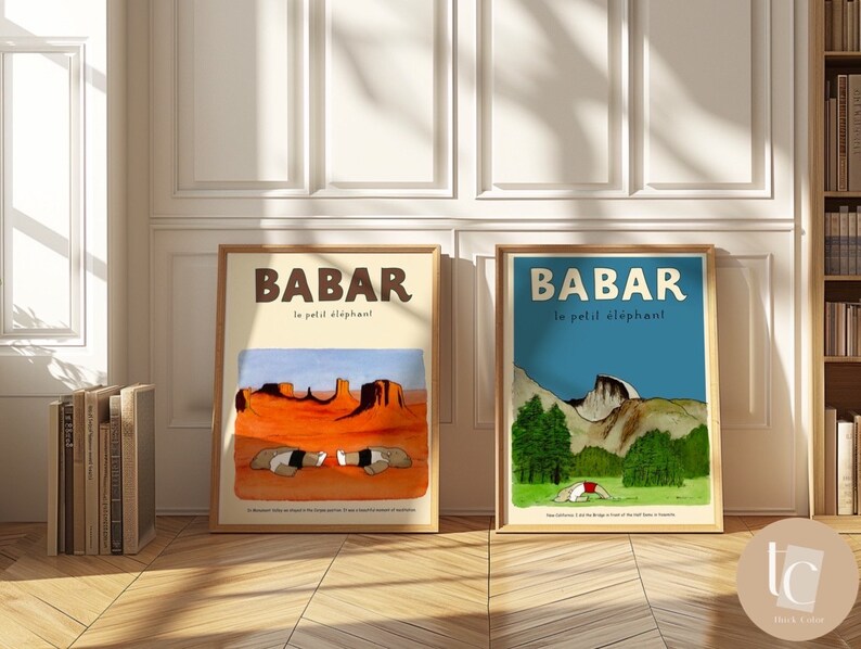 Babar the Elephant Nursery Wall Art Nursery Decor Kids Gift Retro Wall ...
