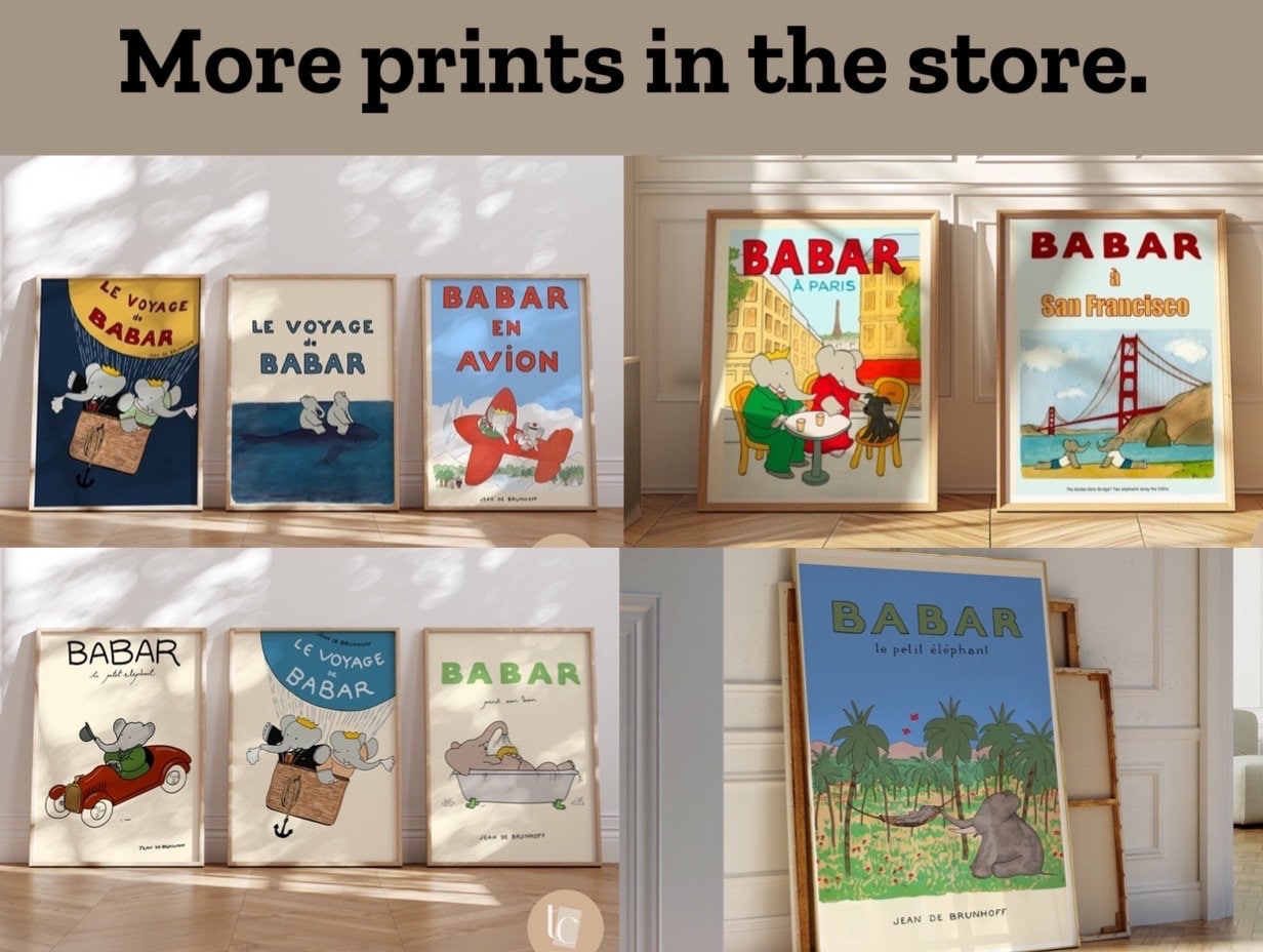 Babar the Elephant Doing Yoga Nursery Wall Art Nursery Decor Kids Gift ...