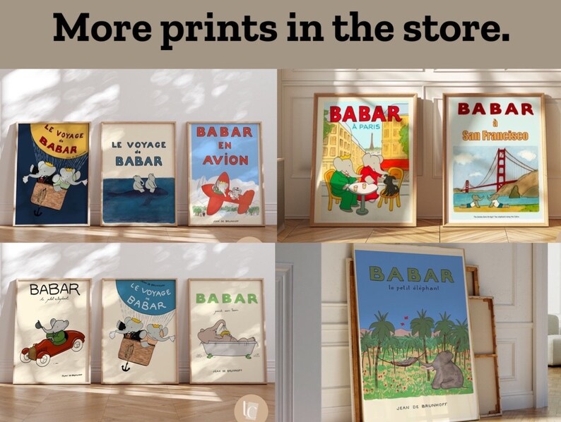 Babar Yoga Canvas Print, Retro Nursery Wall Art (12x16") - Etsy