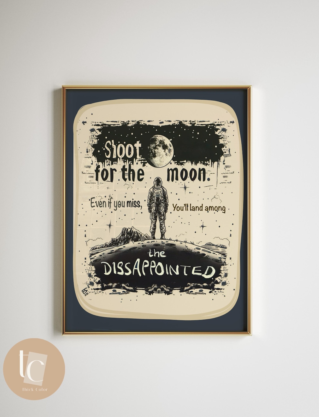 Sweary Rude Art Prints Shoot for the Moon Print Funny Retro Canvas Art ...