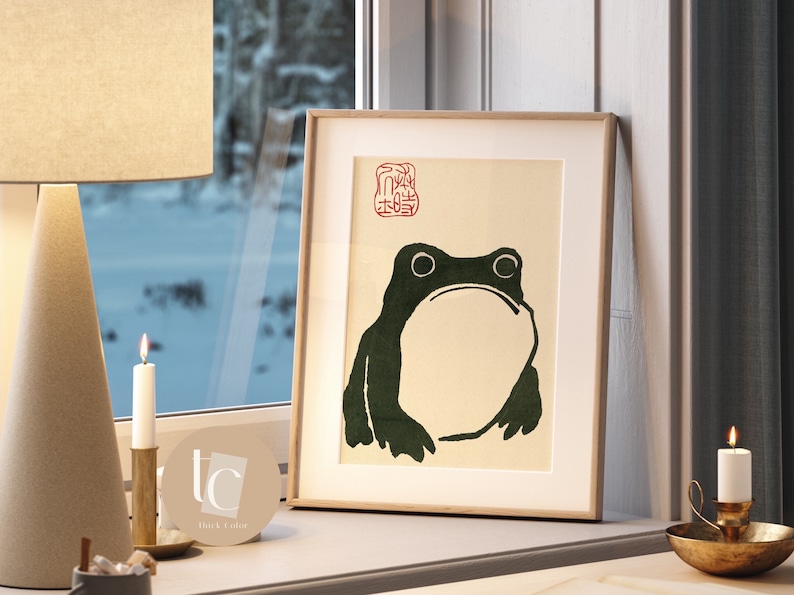 Matsumoto Hoji Japanese Frog Print Set of 3 , Grumpy Frog Poster ...