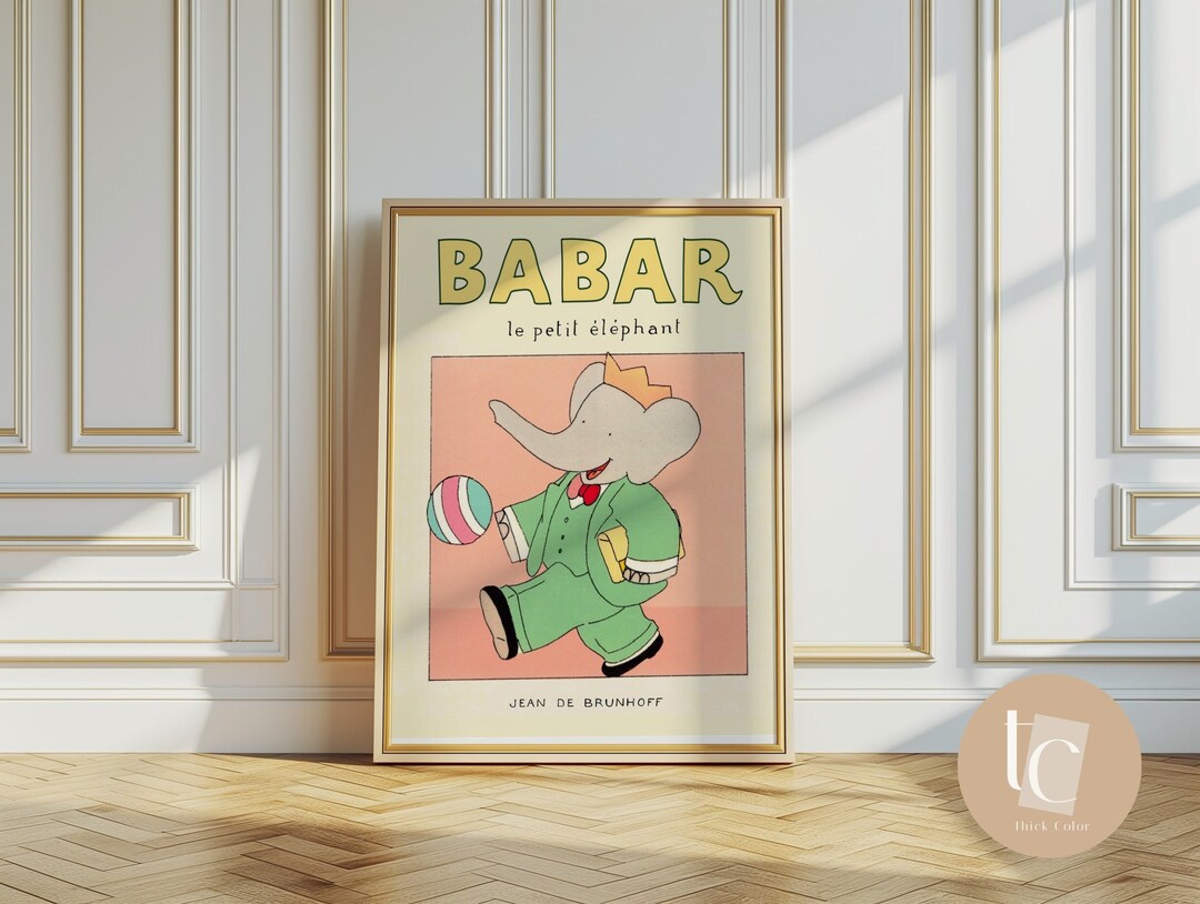 Babar the Elephant Nursery Wall Art Nursery Decor Kids Gift Retro Wall ...