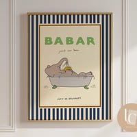 Babar the Elephant Yoga, Nursery Wall Art, Retro Kids Decor, Kids Wall ...