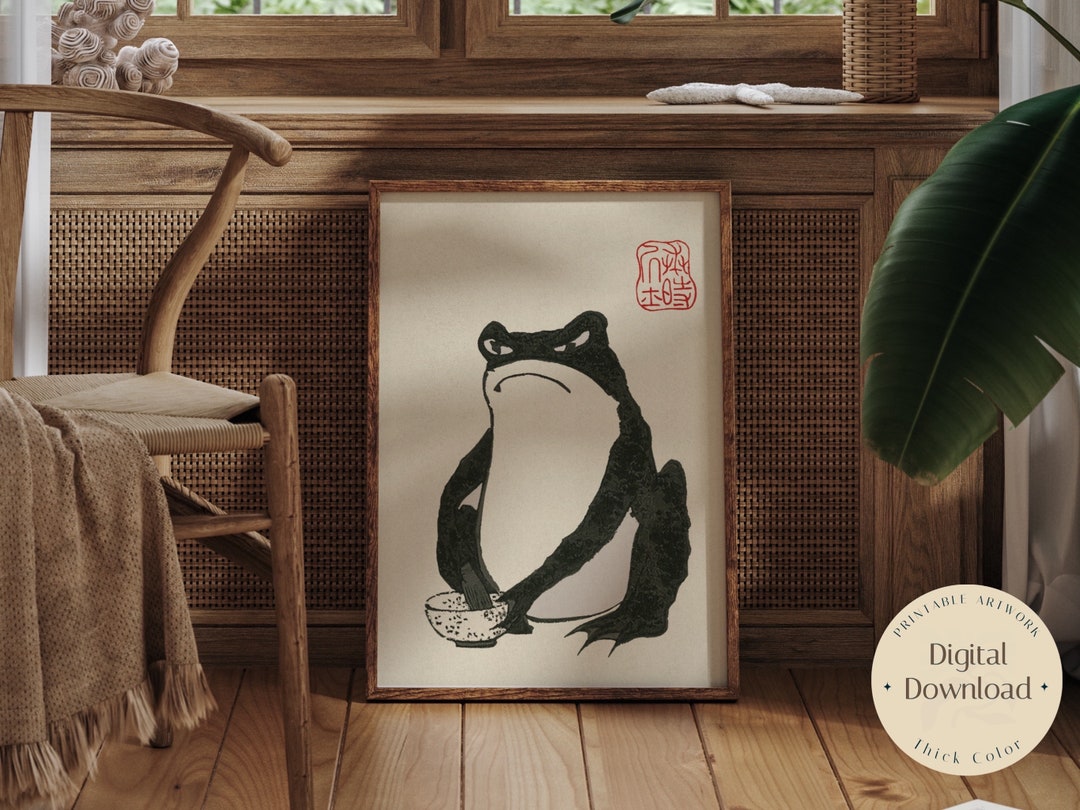 Matsumoto Hoji Japanese Frog Print Set, Grumpy Frog Poster, Japanese ...