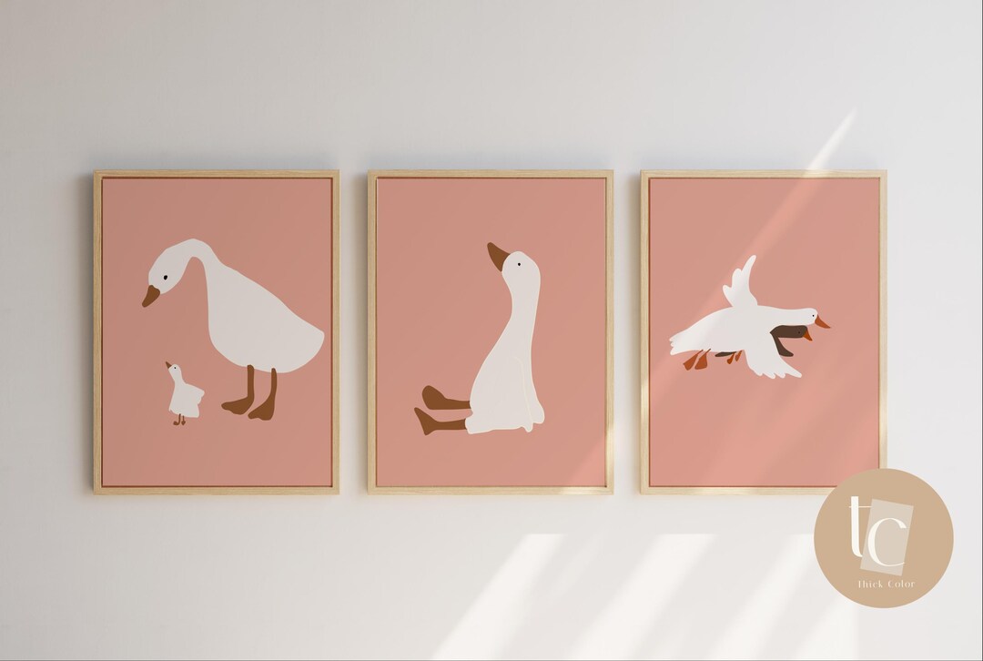 Nursery Wall Art Pink Silly Goose Cute Gender Neutral Nursery Decor ...