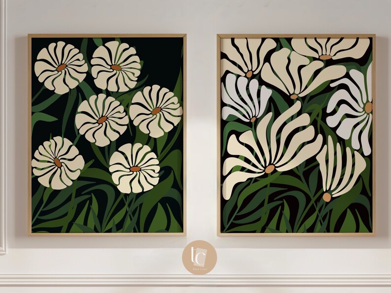 Botanical Canvas Print Set, Abstract Floral Wall Art - Etsy