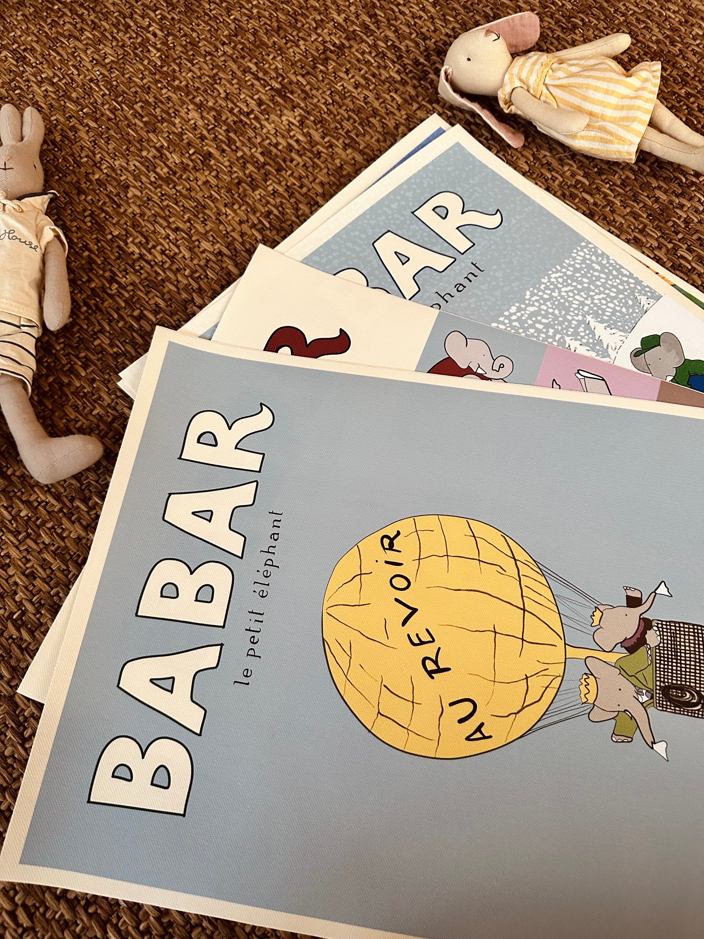 Babar the Elephant Hot Air Balloon Nursery Wall Art Retro Kids Decor ...