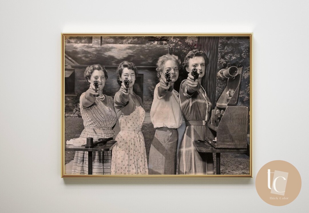 Girls Shooting a Gun Funny Feminist Friendship Canvas Print Poster ...