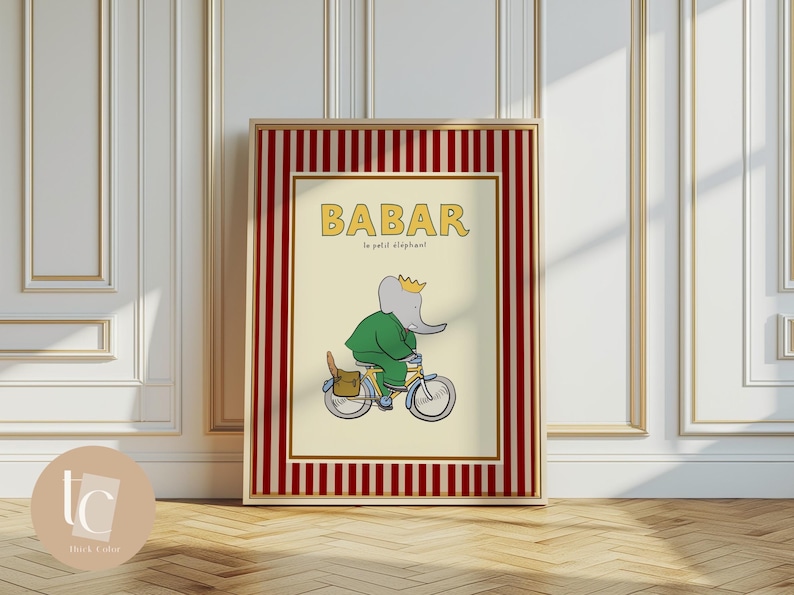 Babar the Elephant Print, Retro Nursery Wall Art - Etsy