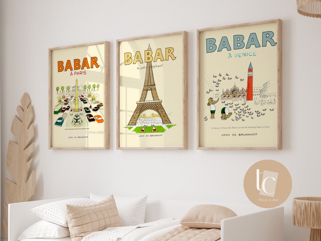 Babar the Elephant Nursery Wall Art Retro Kids Decor Quote Wall Art ...