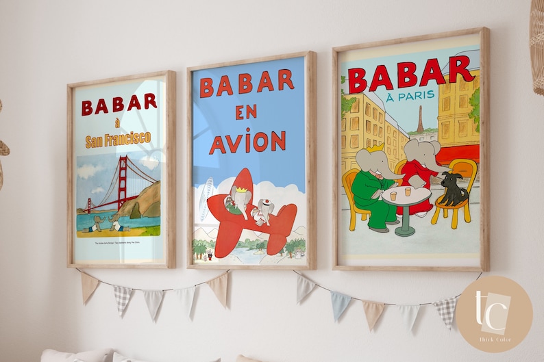 Babar the Elephant Nursery Wall Art Retro Kids Decor Quote Wall Art ...