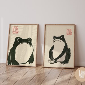 Matsumoto Hoji Japanese Frog Print Set, Grumpy Frog Poster, Japanese ...