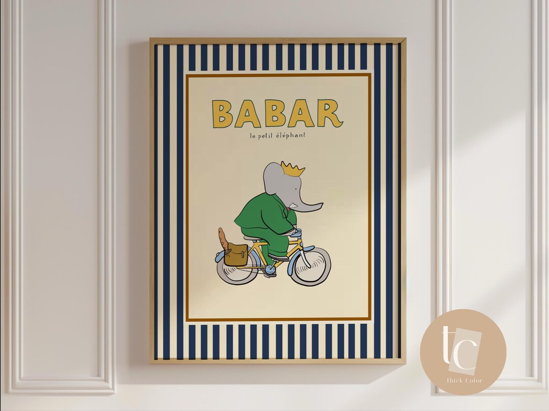 Babar the Elephant Print, Retro Nursery Wall Art - Etsy