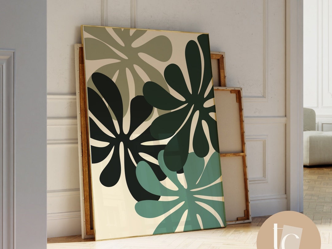 Botanical Abstract Canvas Print Set, Green & Yellow Wall Art - Etsy