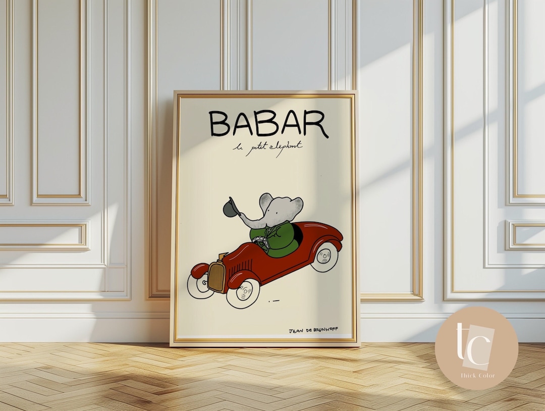 Babar the Elephant Nursery Wall Art Retro Kids Decor Quote Wall Art ...