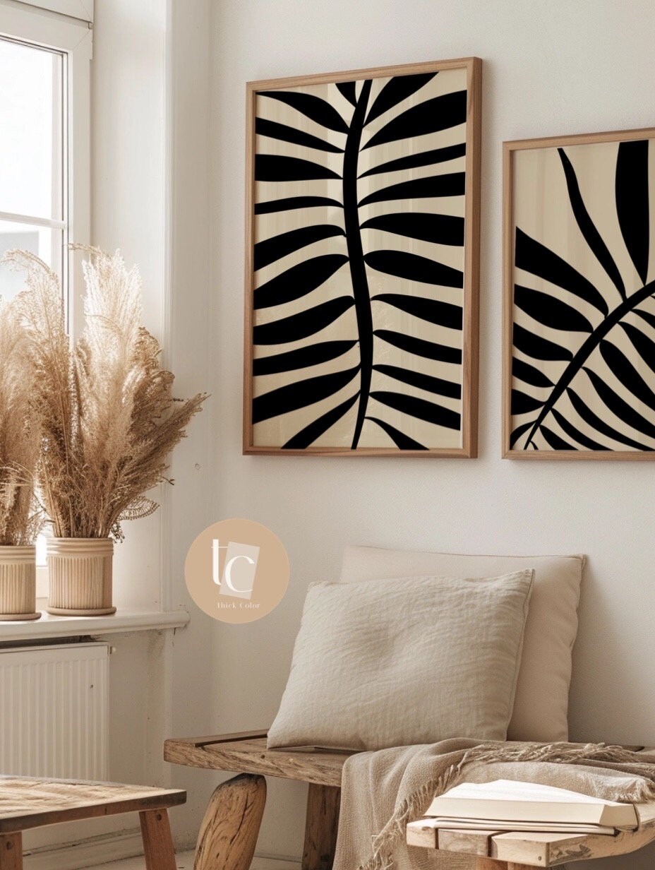 Botanical Canvas Print Set: Abstract Leaves, Boho Gallery Art - Etsy