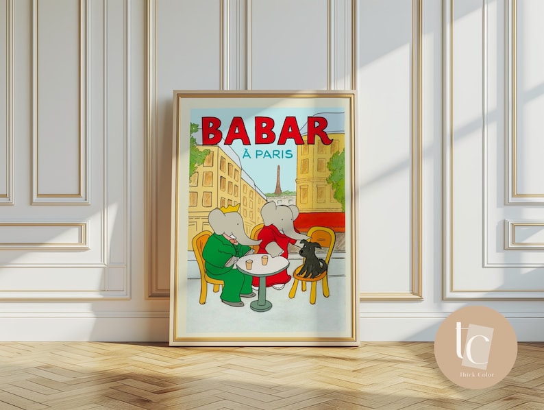 Babar the Elephant Nursery Wall Art Nursery Decor Kids Gift Retro Wall ...