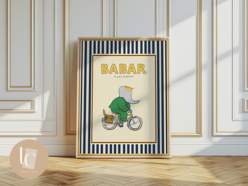 Babar the Elephant Print, Retro Nursery Wall Art - Etsy