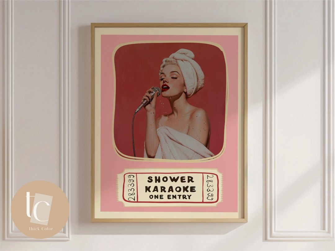 Shower Karaoke Ticket Print Funny Bathroom Decor Shower Singing Retro ...
